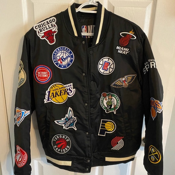 NBA | Jackets & Coats | Nba Black Bomber Varsity Jacket With Iconic ...
